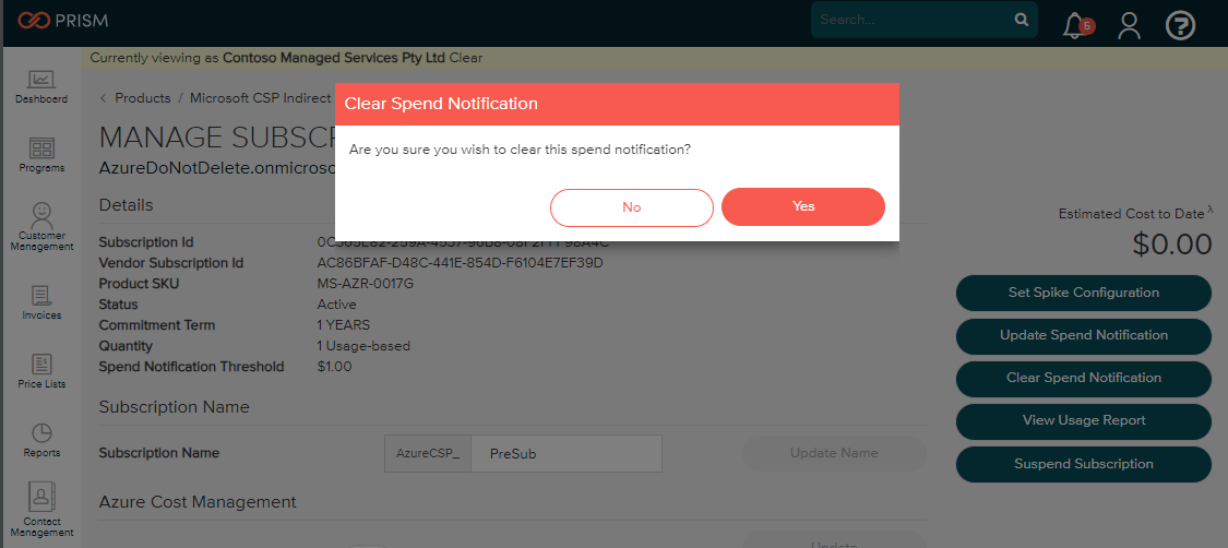 How To Set An Azure Spend Limit In Prism Operations Apac Knowledge Base