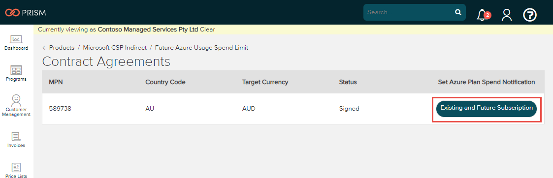How To Set An Azure Spend Limit In Prism Operations Apac Knowledge Base