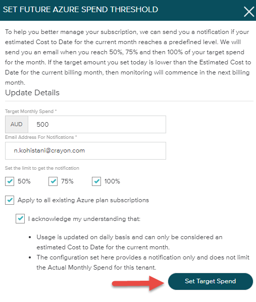 How To Set An Azure Spend Limit In Prism Operations Apac Knowledge Base