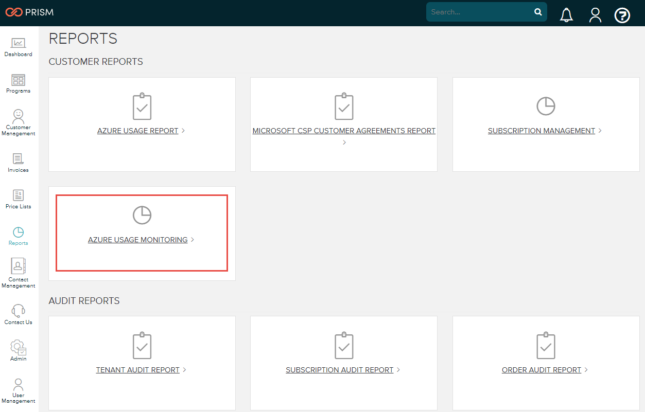 How To Access Azure Usage Reporting In Prism Operations Apac Knowledge Base