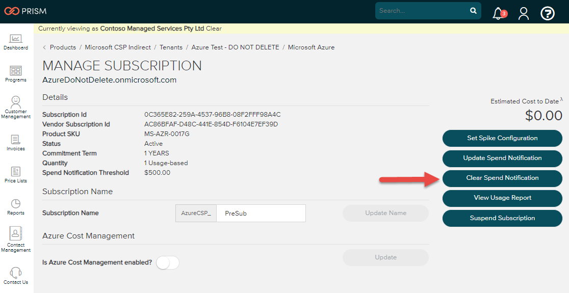 How To Set An Azure Spend Limit In Prism Operations Apac Knowledge Base